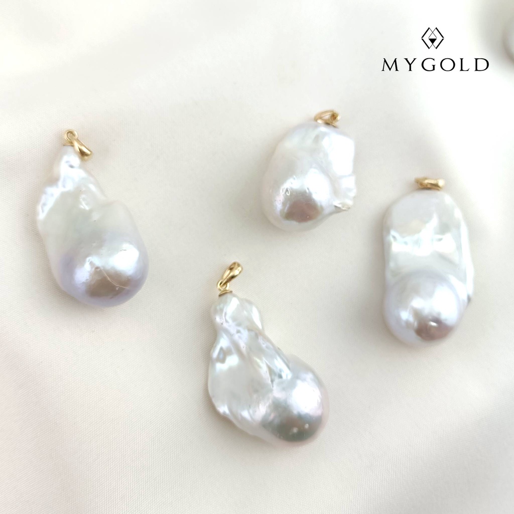 MyGold Pawnable and Authentic 14K Yellow/White Gold Baroque Pendant ...