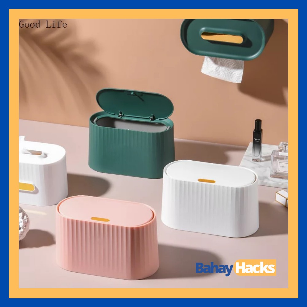 BAHAYHACKS Mini Desktop Multifunctional Trash Can Press Type Table ...