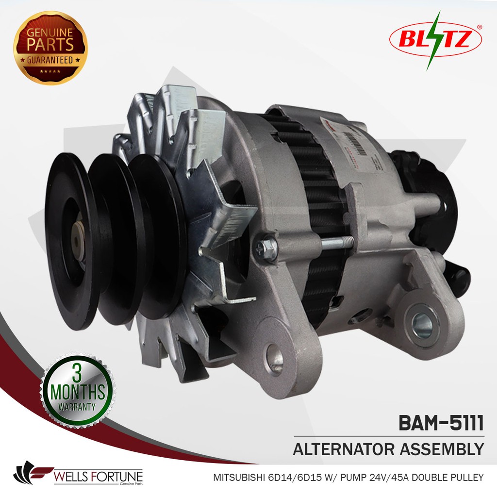 MITSUBISHI 6D14 6D15 24V 45A WITH PUMP DOUBLE PULLEY BLITZ ALTERNATOR ...