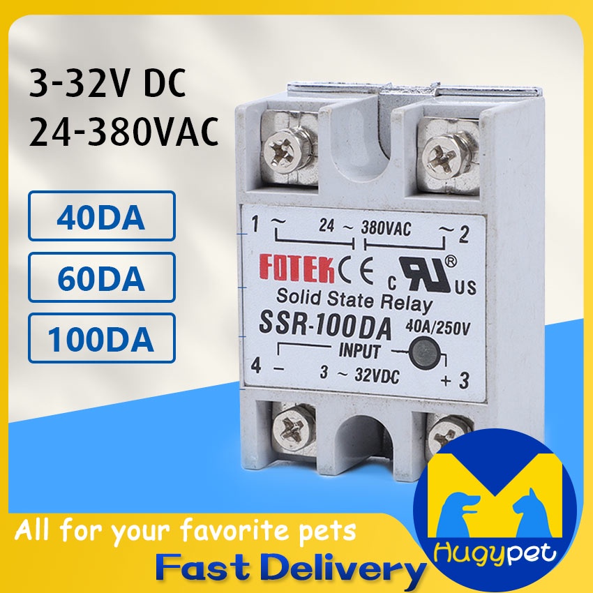 SSR-40DA 60DA 100DA Solid State Relay Module 3-32V DC Input 24-380VAC ...