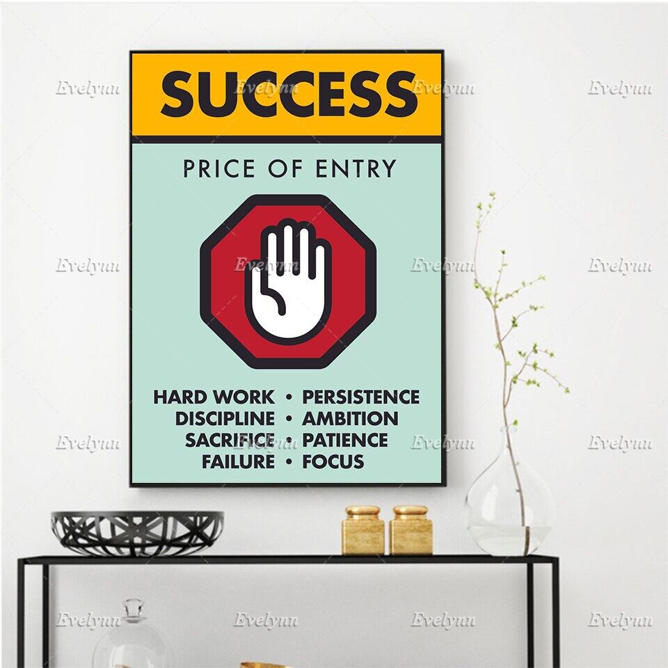 Success Price Of Entry Inspirational,Motivational Quotes Poster Wall ...