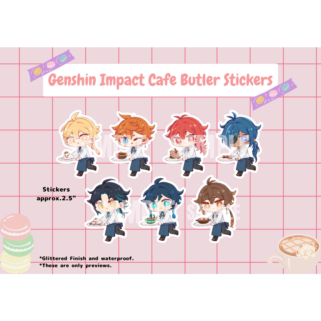 GENSHIN IMPACT Butler Cafe Chibi Stickers Set | Shopee Philippines