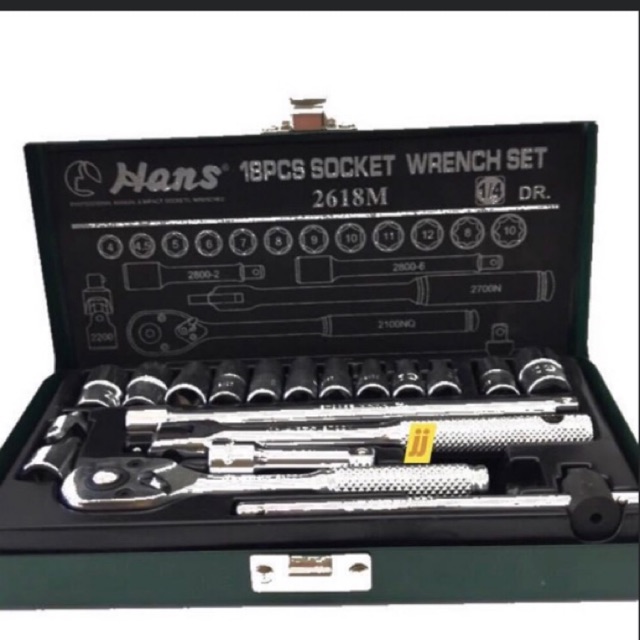 Hans Socket Wrench 18 pcs 1/4” drive 2618 Inches or MM, 6 Points or 12 ...