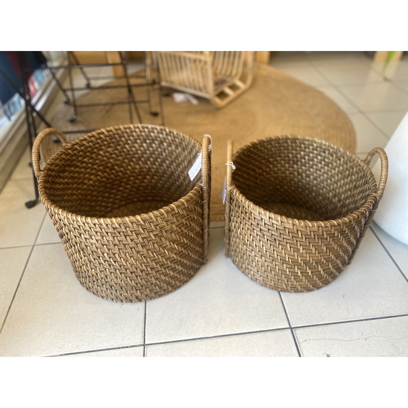 Native Handwoven rattan/Labtang storage basket/planter with handle ...