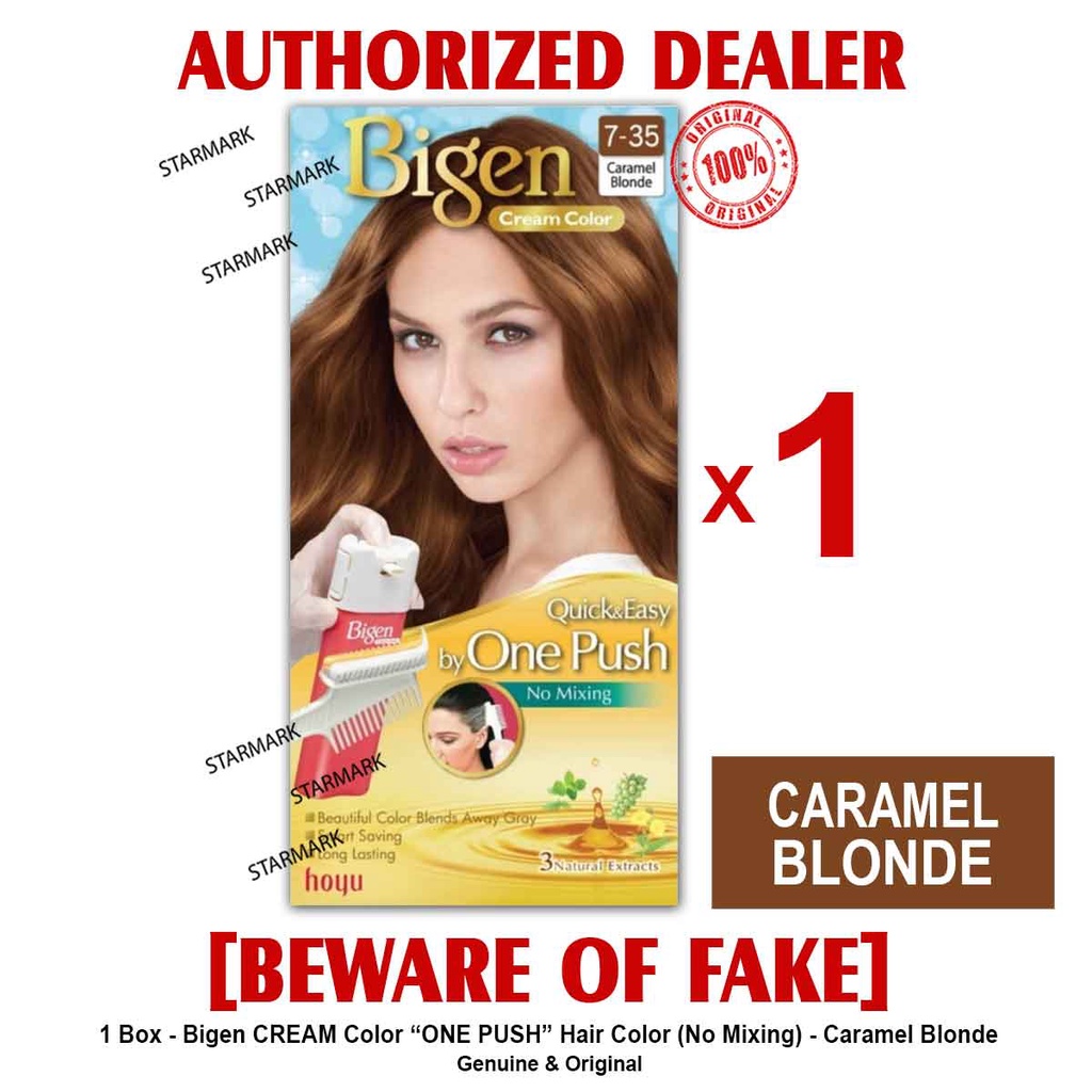 Bigen CREAM Color ONE PUSH Hair Color Unisex CARAMEL BLONDE (#7-35 ...