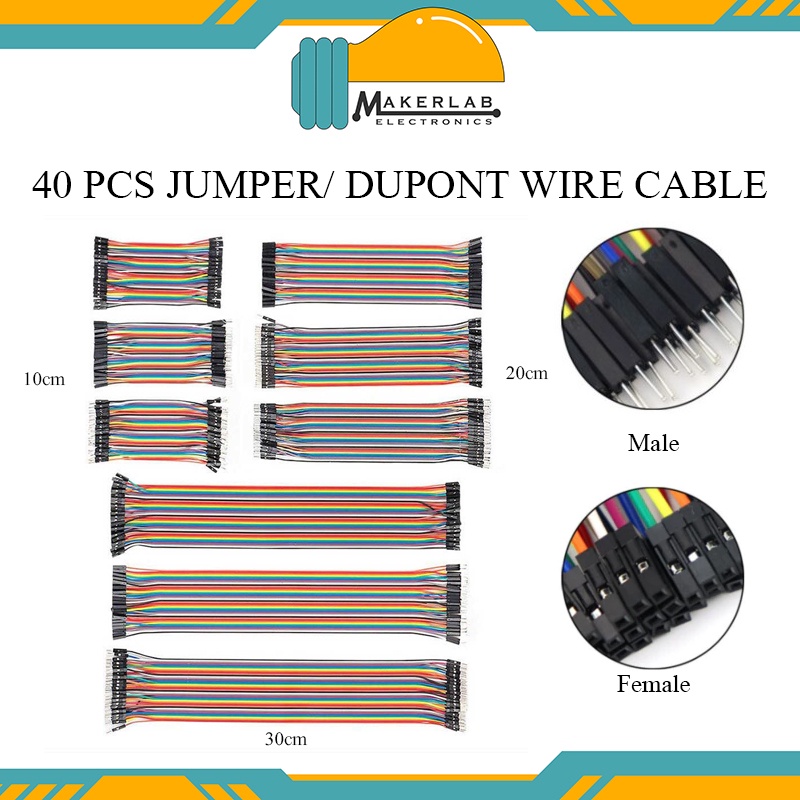 40pcs 10cm 20cm 30cm Breadboard connecting Jumper Wires Dupont Wire ...