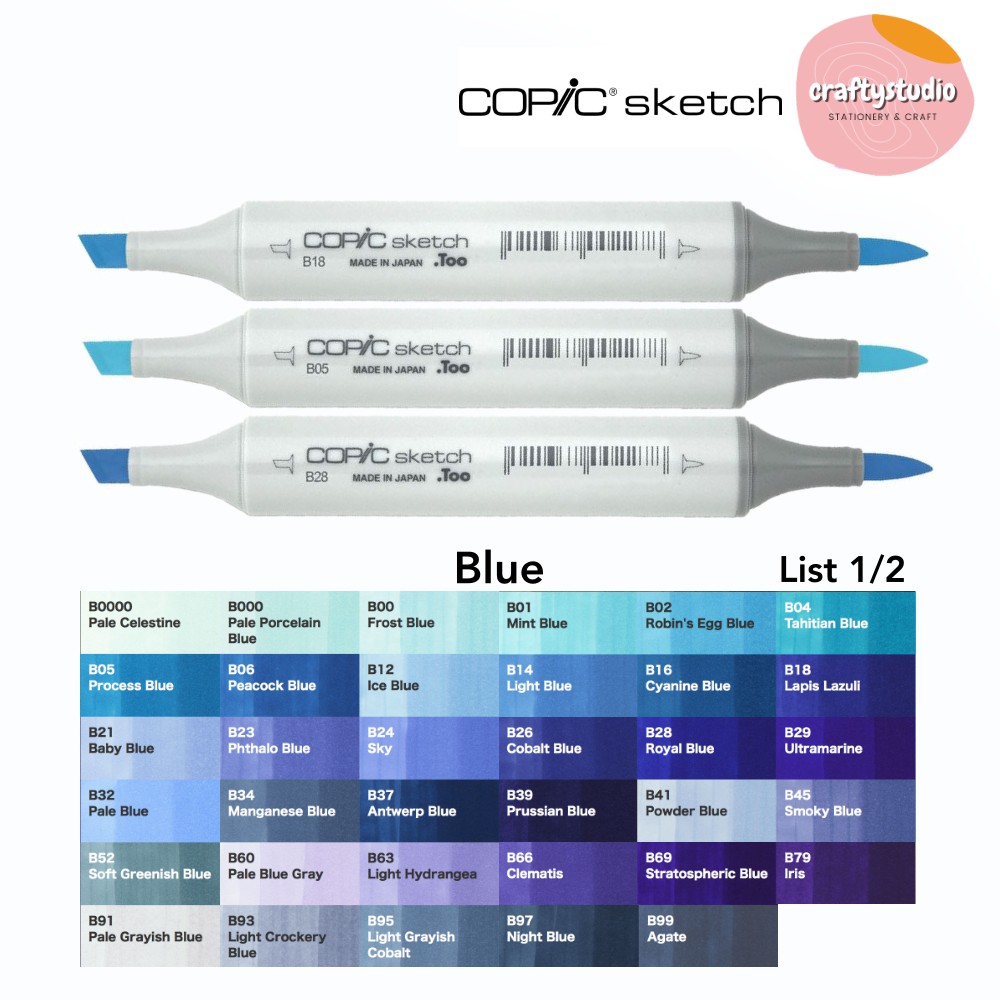 (2/2) BLUE Copic Sketch Marker Pen, Drawing Marker Pen | Shopee Philippines