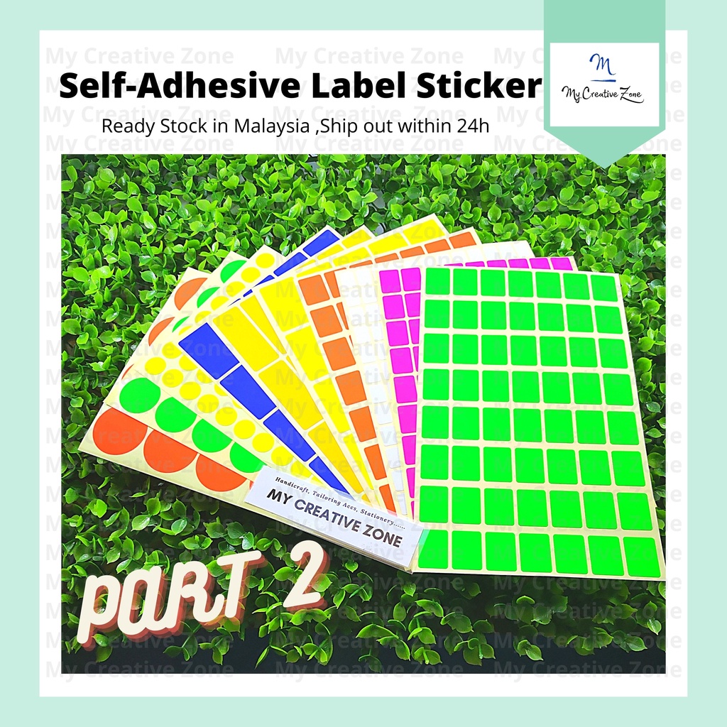 PART 2 Self Adhesive Label Sticker ( 10sheet's /pack) Square Label ...