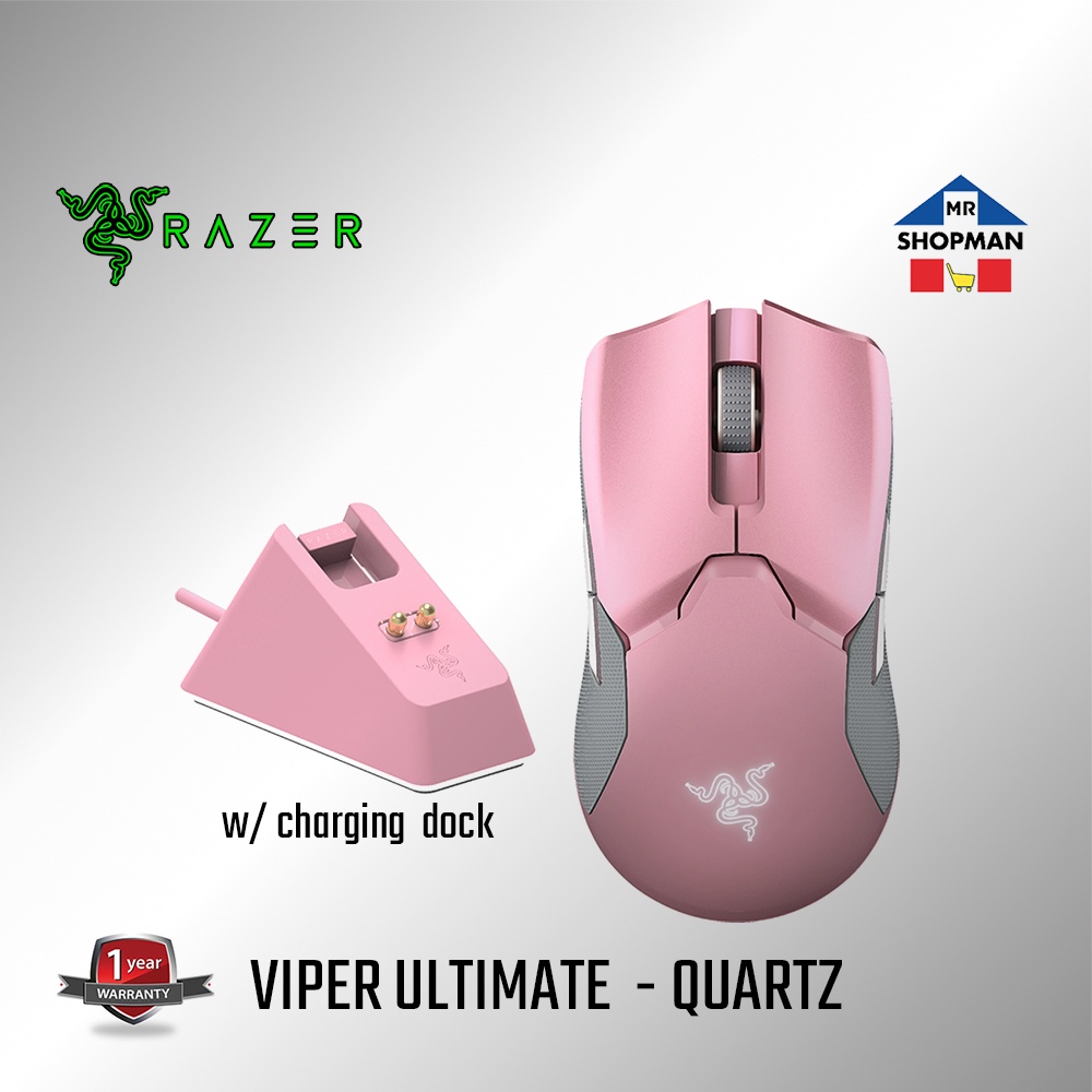 Razer Viper Ultimate w/ Charging Dock - Quartz (Pink) Wireless Gaming ...