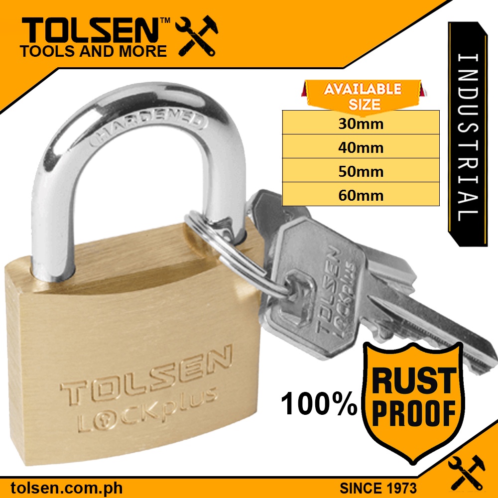 Tolsen Industrial Brass Padlock Rustproof Interior [ONLINE EXCLUSIVE ...