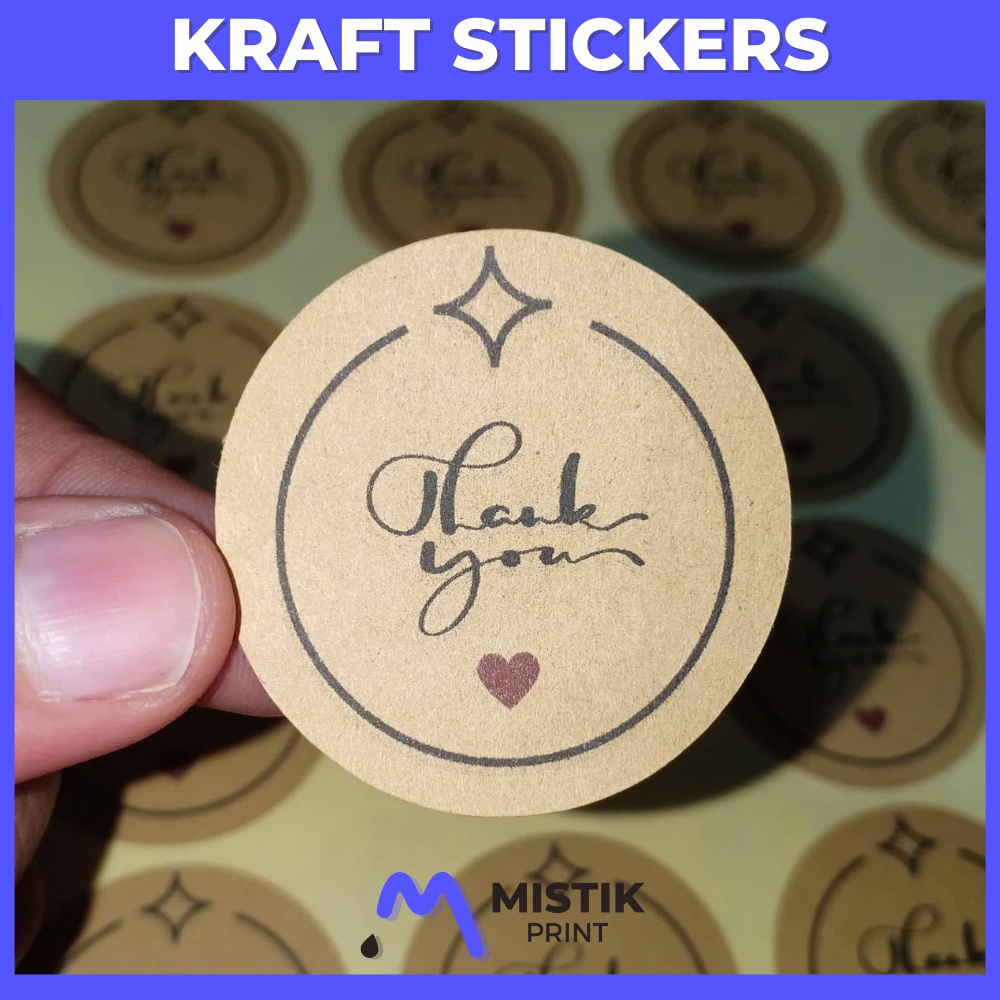 Customize KRAFT Sticker Label Logo Precut Circle, Square or Any Shape ...
