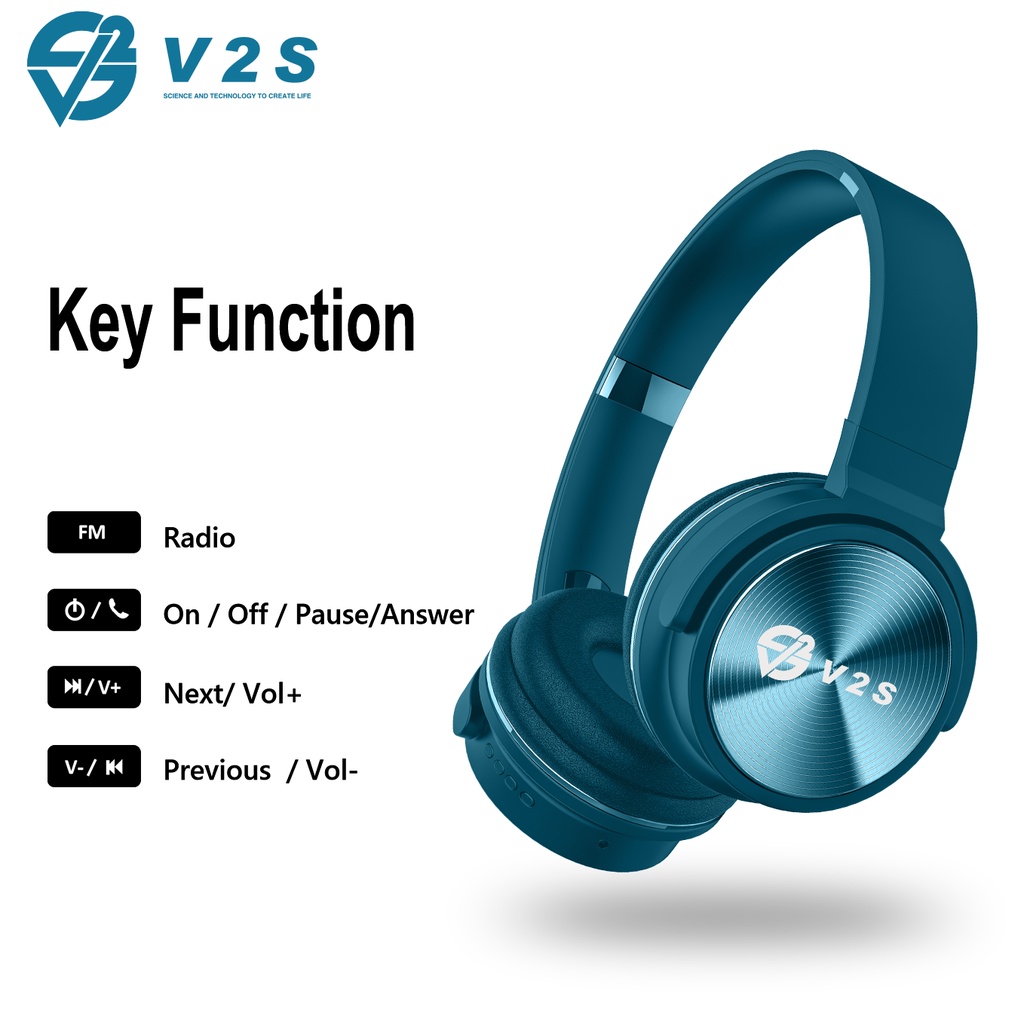 V2S S3000 Rechargeable Wireless Bluetooth Folding Headphone | Shopee ...