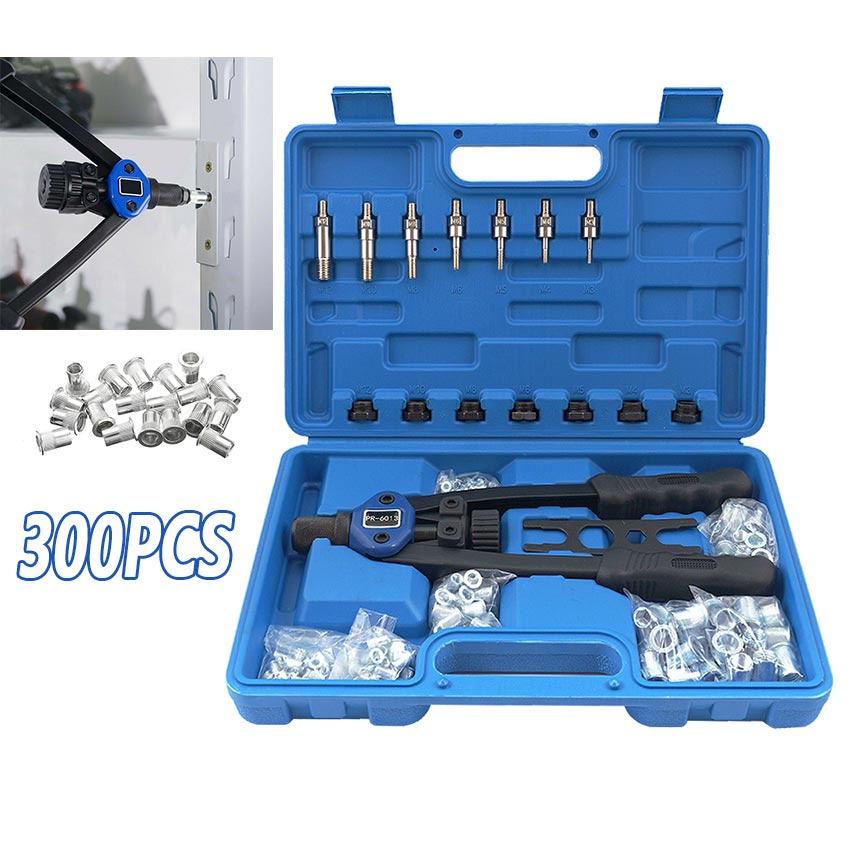 300PCS Heavy Duty Nut Rivet Riveter Rivnut Nutsert Riveting Kit Thread ...