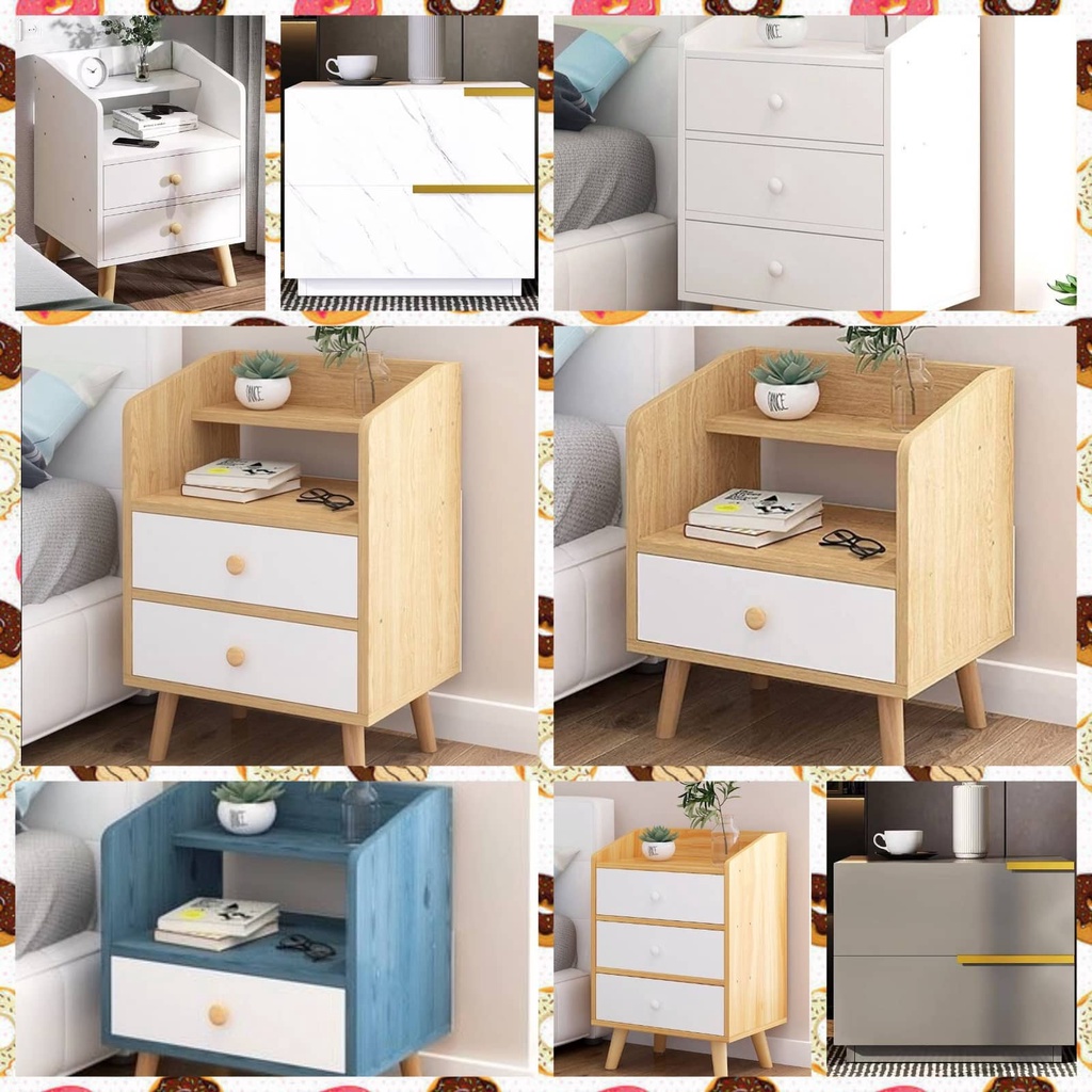 Bedside Table with Drawers Wooden Nightstand Elegant bedside style ...