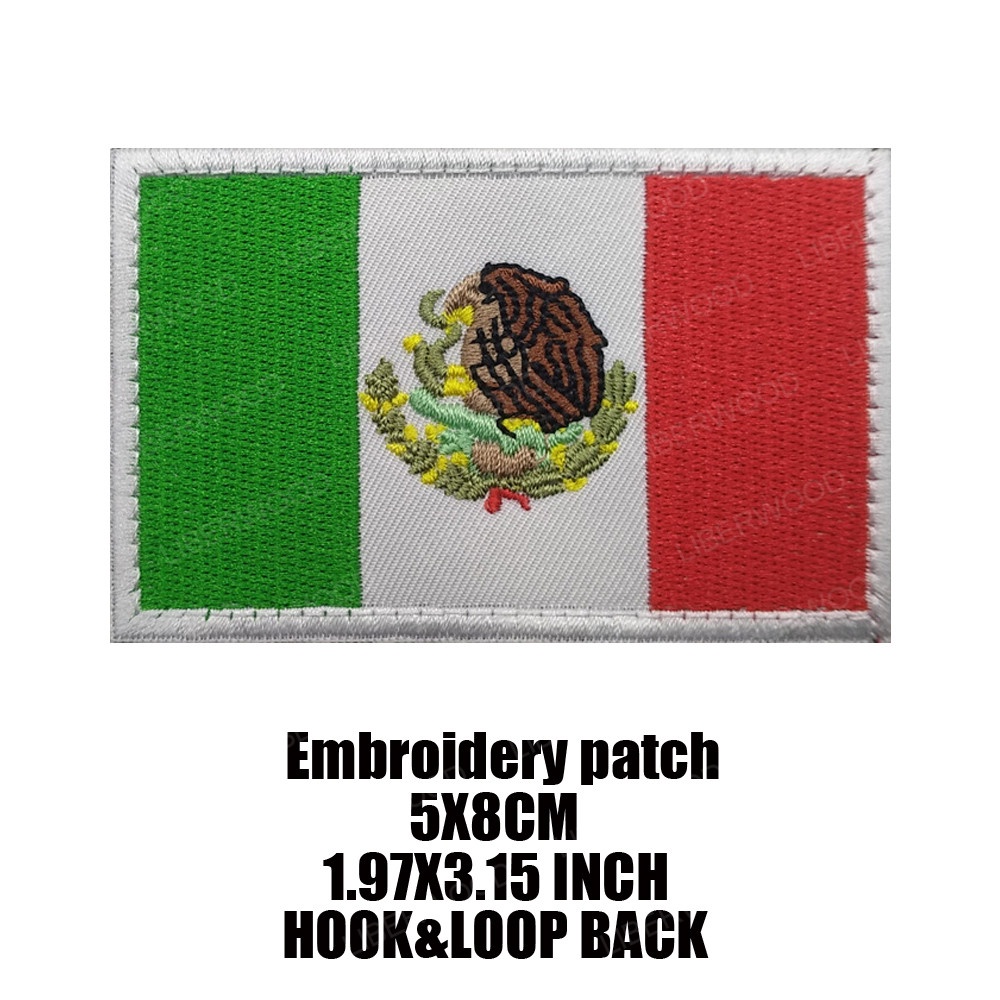Mexico Flag Skull Embroidered Patch IR Reflective Mexican Tactical Army ...