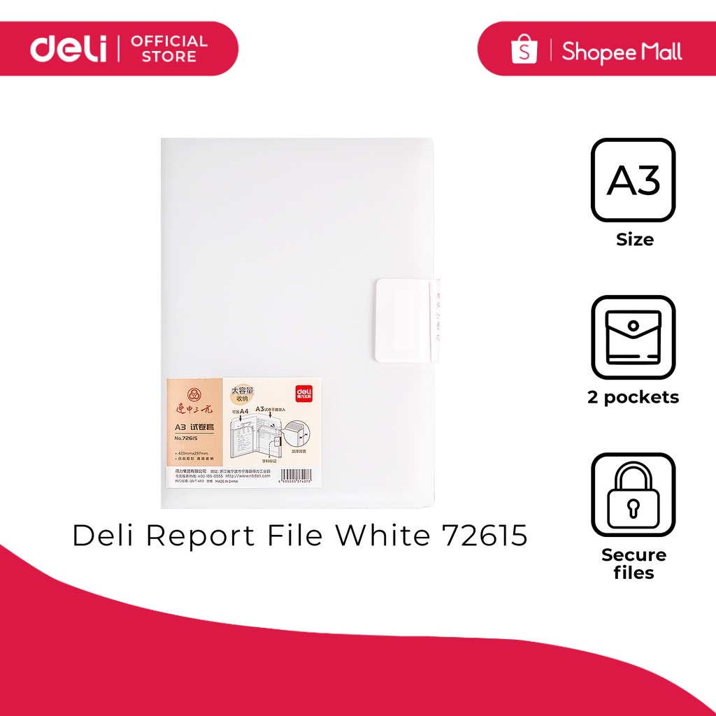 Deli 72615 Report File White [7972615WH] | Shopee Philippines