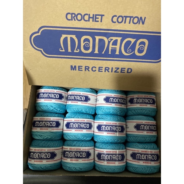 3ply (Per BOX )Monaco Mercerized Crochet cotton 12 balls (single color ...
