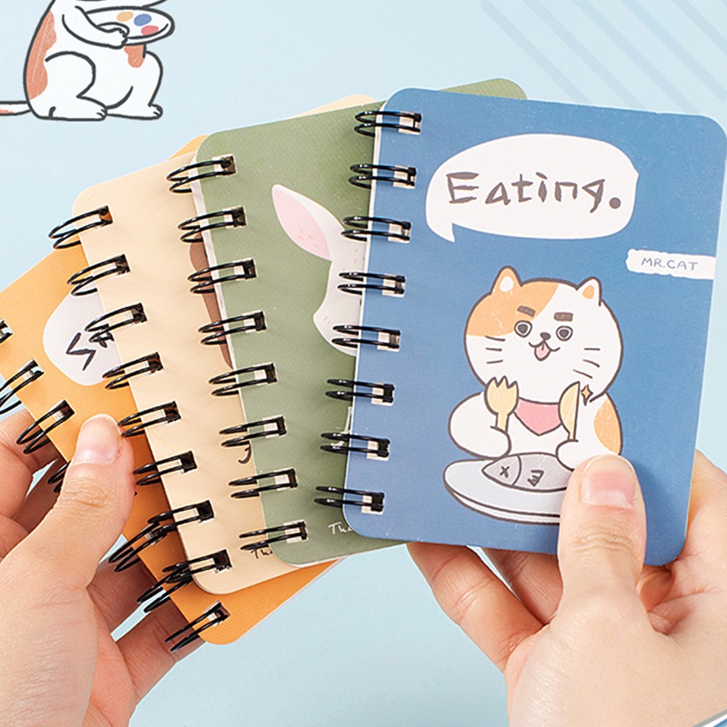 80 Sheets A7 Cartoon Kawaii Mini Coil Notebook Horizontal Line/Blank ...
