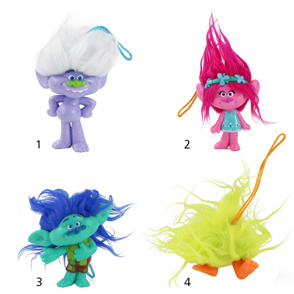 4 styles choose Movie Trolls PVC Keychain Figures Toys Poppy Branch ...