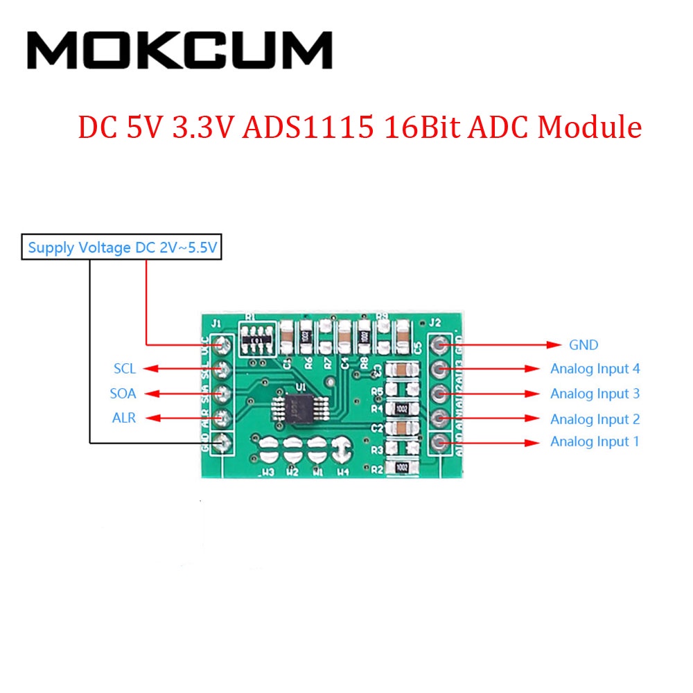 DC 5V 3.3V ADS1115 16Bit ADC Module AD Converter Analog to Digital ...