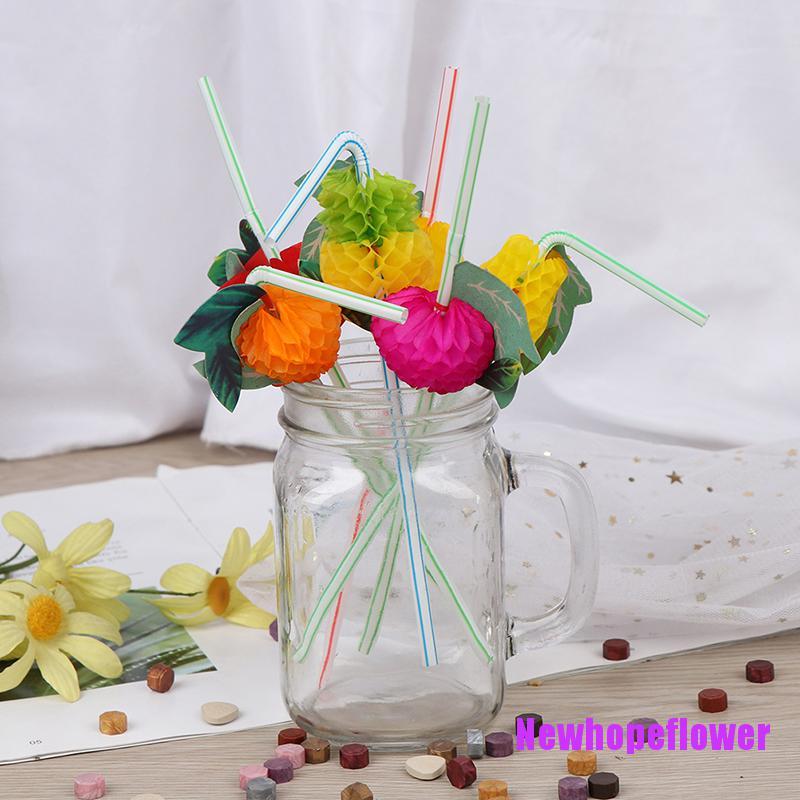 CKFR 50Pcs Hawaiian 3D Fruit Cocktail Straws Umbrella Drinking Straws ...