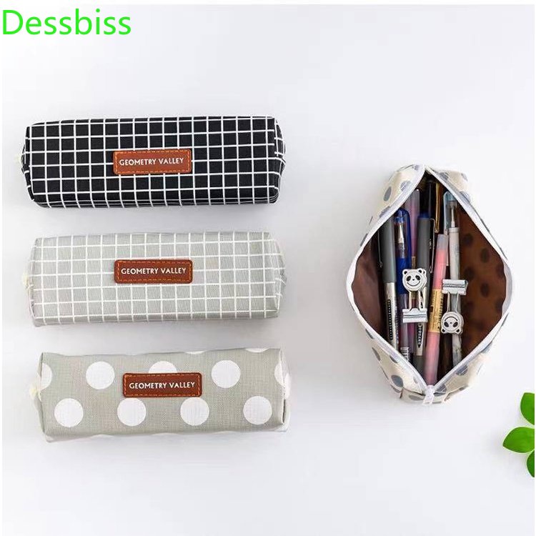 Korean plaid pencil case student stationery bag large capacity pencil ...