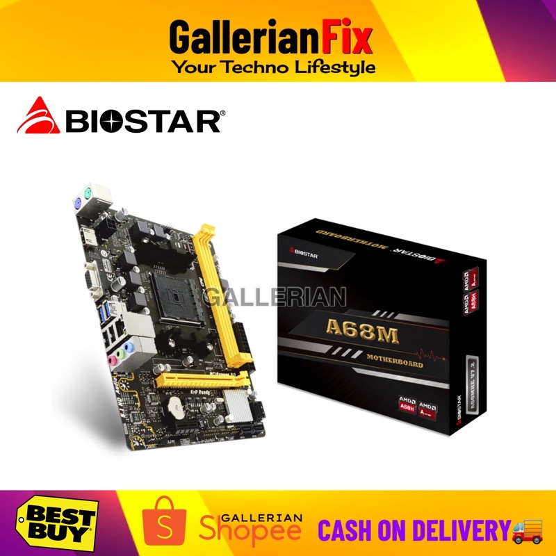 Biostar A68MHE socket Fm2+ new version 7.3 black motherboard Brand new ...