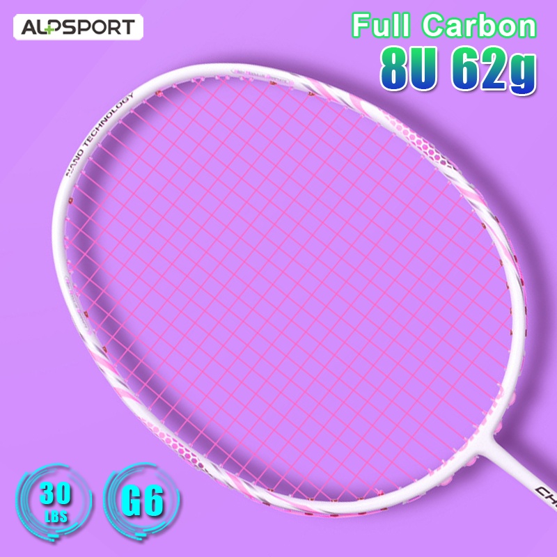 ALP DF 8U G6 Max 30Lbs Strung 100% Full Carbon Fiber Pink Badminton ...