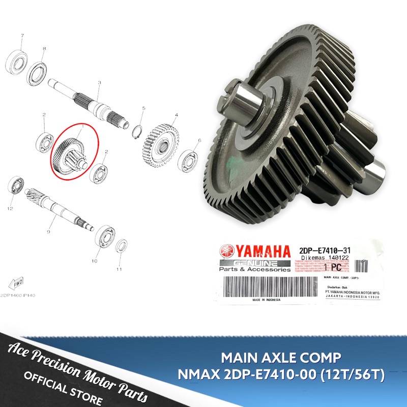 MAIN AXLE COMP. (12T/56T) NMAX 2DP-E7410-31 GENUINE | Shopee Philippines