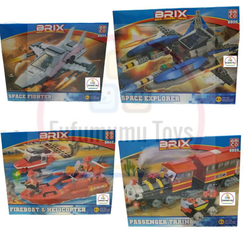 EMCO BRIX TRANSPORTATION SERIES, SPACEFIGHTER FIREBOAT PASSENGER TRAIN ...
