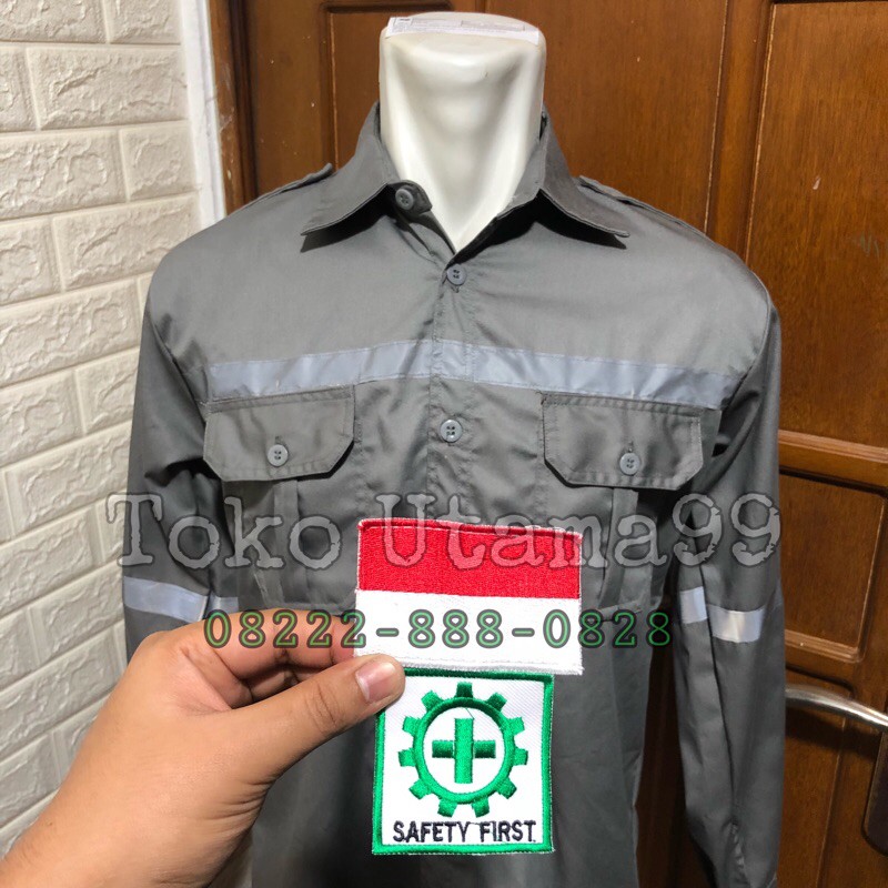 Gray safety Clothes logo safety first And Flag wearpack Gray hse Shirt ...
