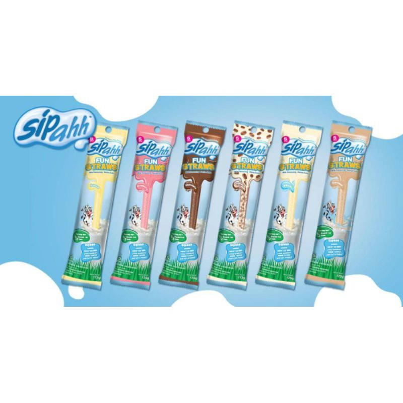 Sipahh Fun Straw pack 5's / unique Sipah flavored milk Straw | Shopee ...