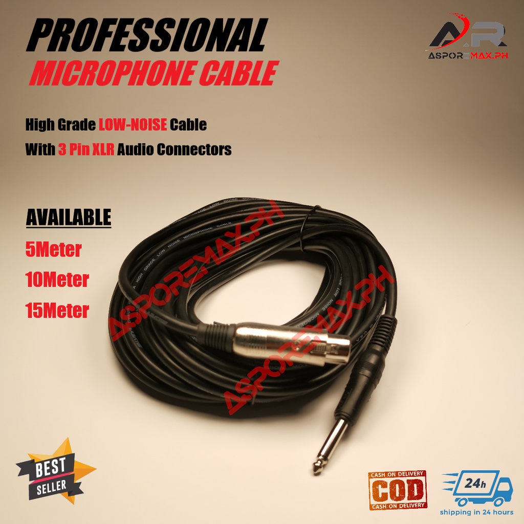 Microphone Cable Black and Brown 5m/10m/15m XLR Female To 6.35mm Male ...