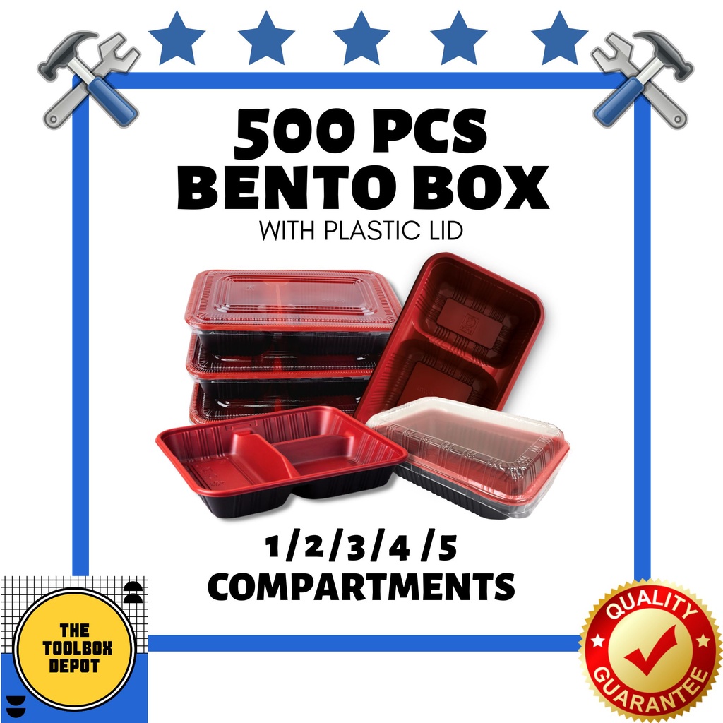 Bento Box Trays 1 | 2 | 3 | 4 | 5 Division/Compartment w/ Lid [500pcs ...