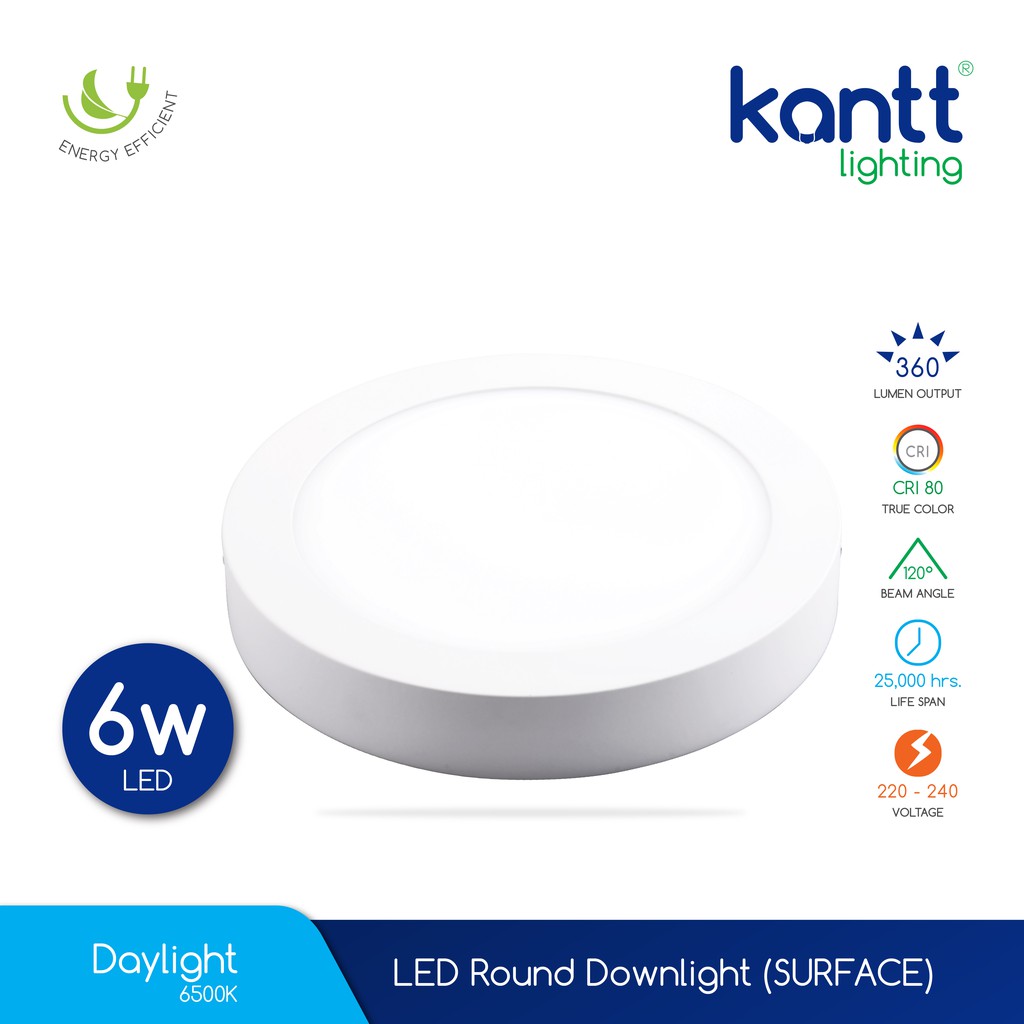 Kantt Lighting Daylight LED Surface Round Downlight - 6W / 12W / 18W ...