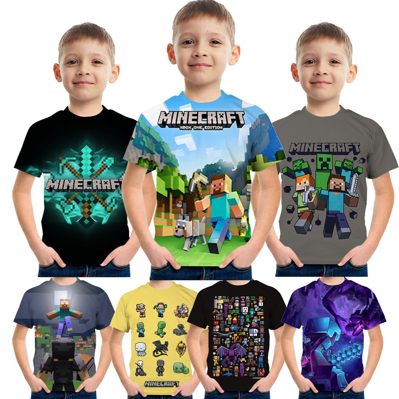 MINECRAFT Pattern 3D printing Tshirt Kids Boys Girls Game Summer Tshirt ...