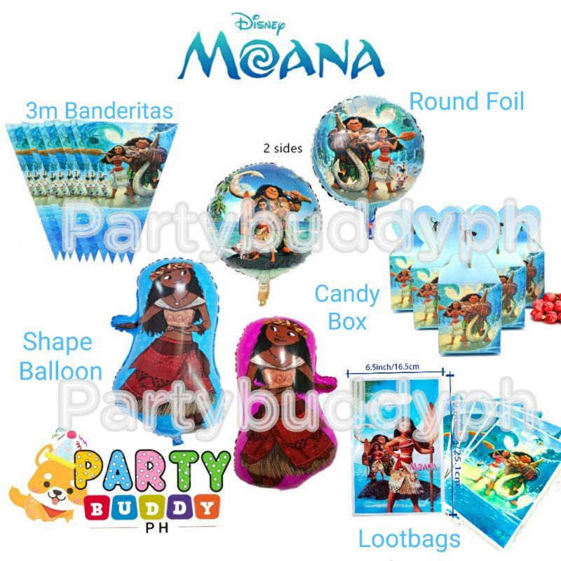 Moana Maui Balloons Banderitas Candy Box Lootbags Party Supplies ...