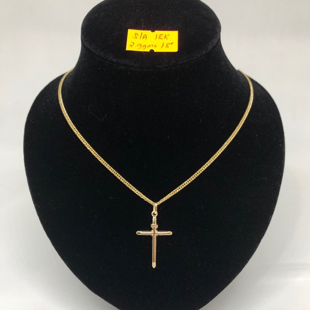 18K Saudi Gold Necklace with Cross Pendant 2.9grams 18” | Shopee ...