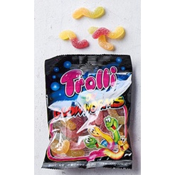 Trolli Jelly Sweet Gummy Dino Rex / Sour glow worms, Neon Squiggles ...