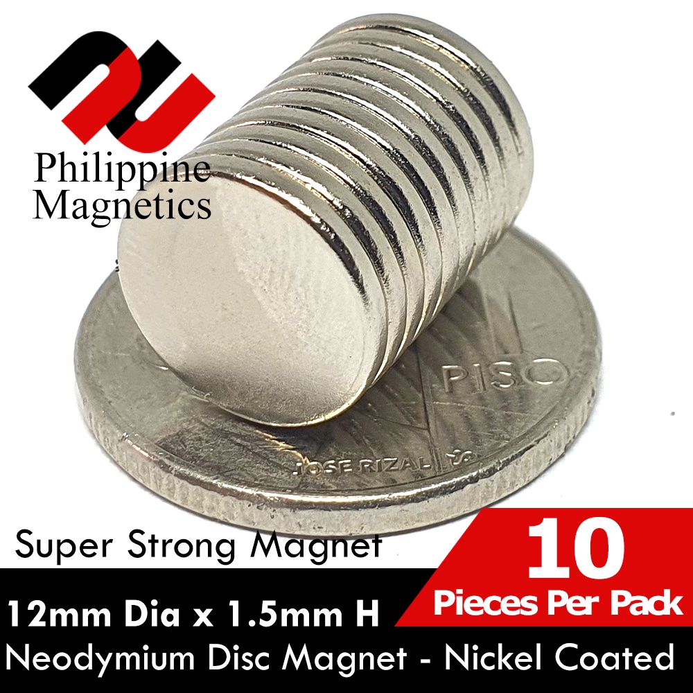 12MM DIAMETER X 1.5MM THICK N52 Neodymium Magnet Super Strong Rare ...