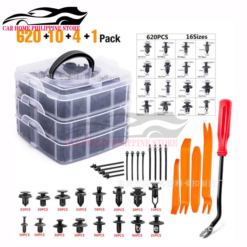 620pcs/box Auto Nylon Fastener Clip Mixed Car Body Push Retainer Pin ...