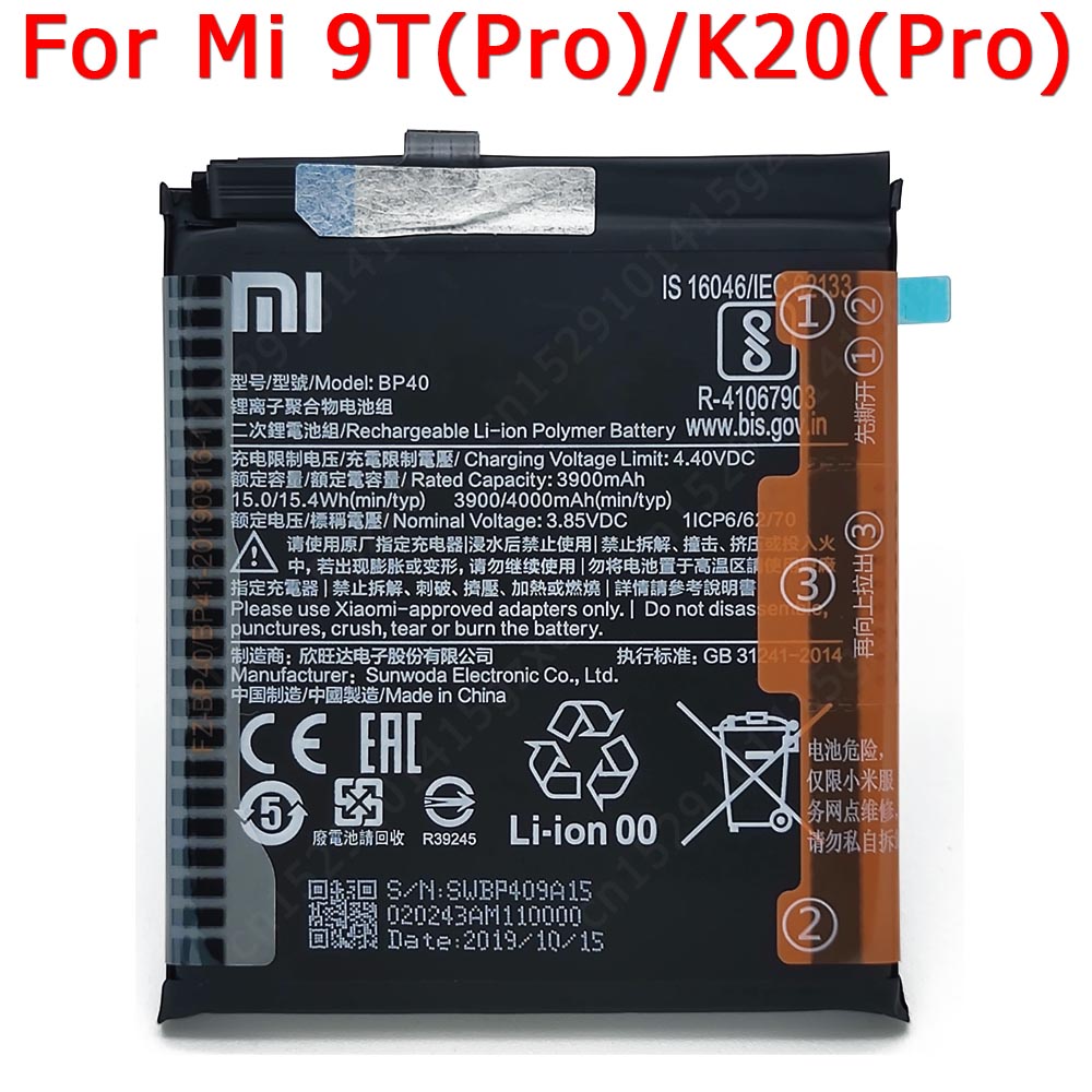BP40 Battery For Xiaomi Mi 9T Pro K20 Pro BP41 Battery For Xiaomi Mi 9T ...