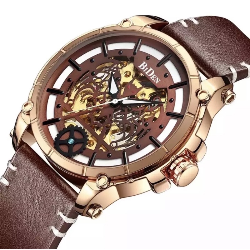 BIDEN Automatic Watch Leather 3 ATM waterproof(WITH BOX) | Shopee ...