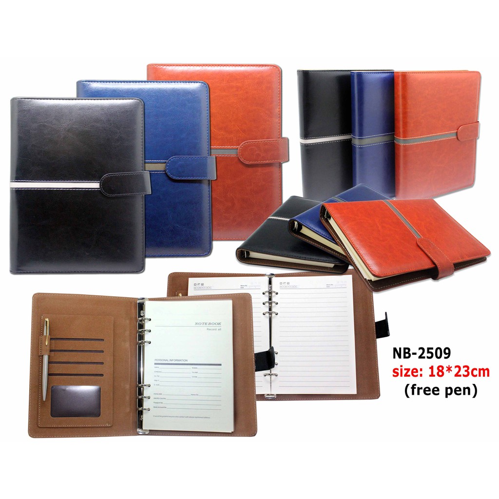 Leatherette Journal Refillable Ring Binder Organizer with Magnetic Lock ...