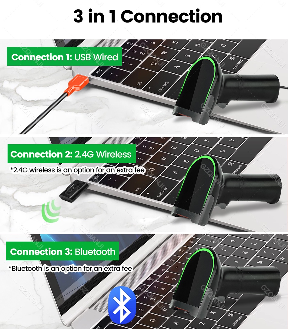 Portable Barcode Reader Handheld 1D 2D QR Code POS Barcode Scanner USB ...