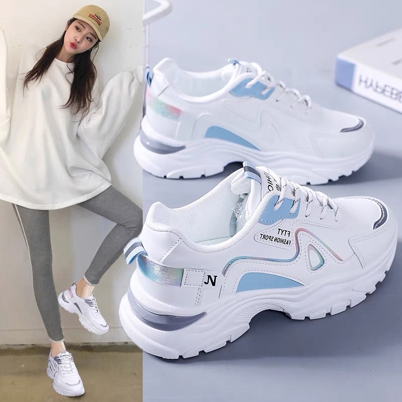 Korean Ladys Fashion Casual Shoes Sneakers Wedge Shoes for Women ...