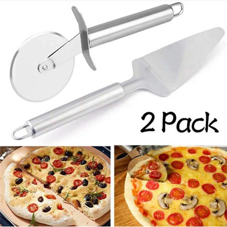 2 IN 1 Set Pizza Cutting Wheel Kit Stainless Steel Pizza Roller Cutting ...