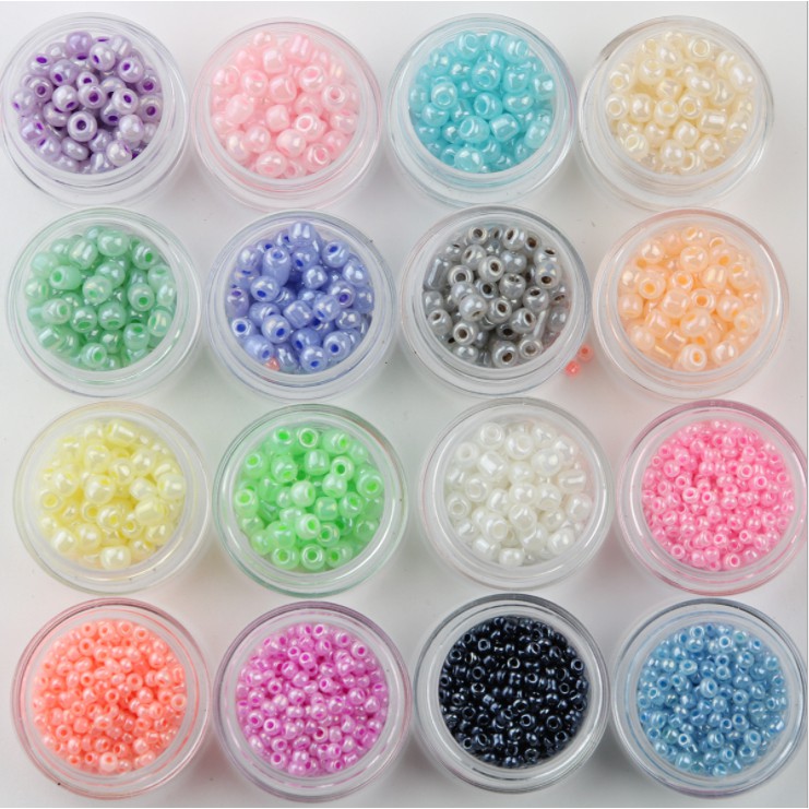 2mm / 3mm / 4mm cream glass beads smooth bohemian round spatial glass ...