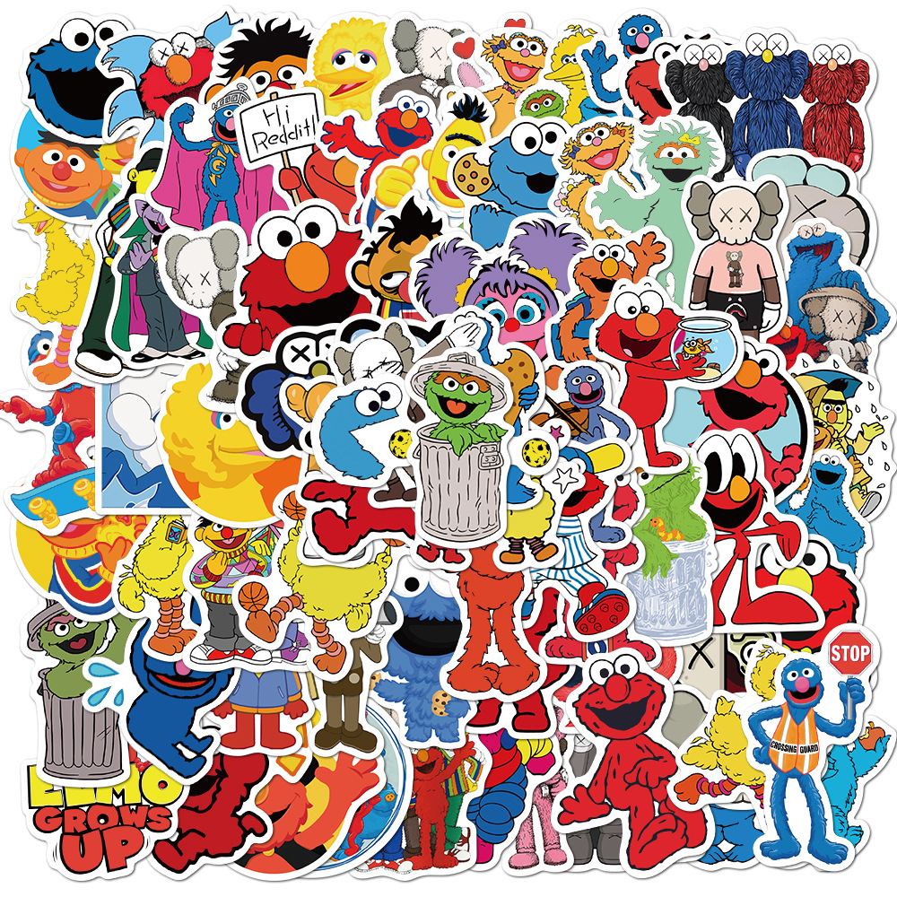 100pcs KAWS Sesame Street Elmo Graffiti Stickers Laptop Mobilephone ...