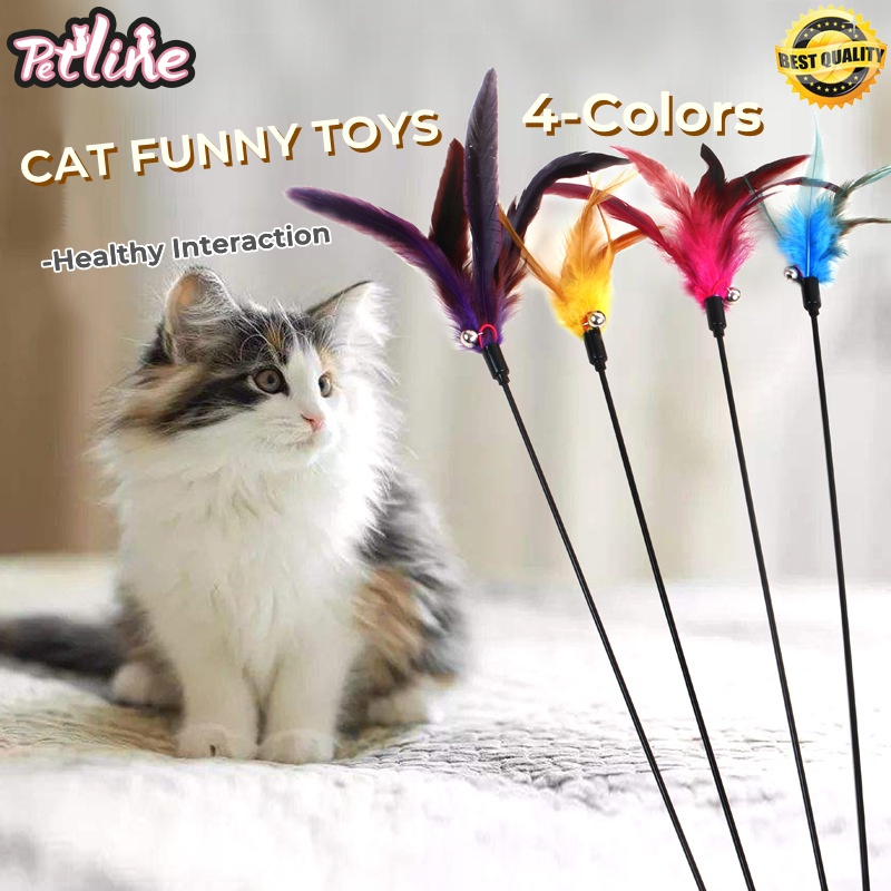 Cat Toys Feather Stick Cat Interactive Toys Funny Cat Stick Kitten ...